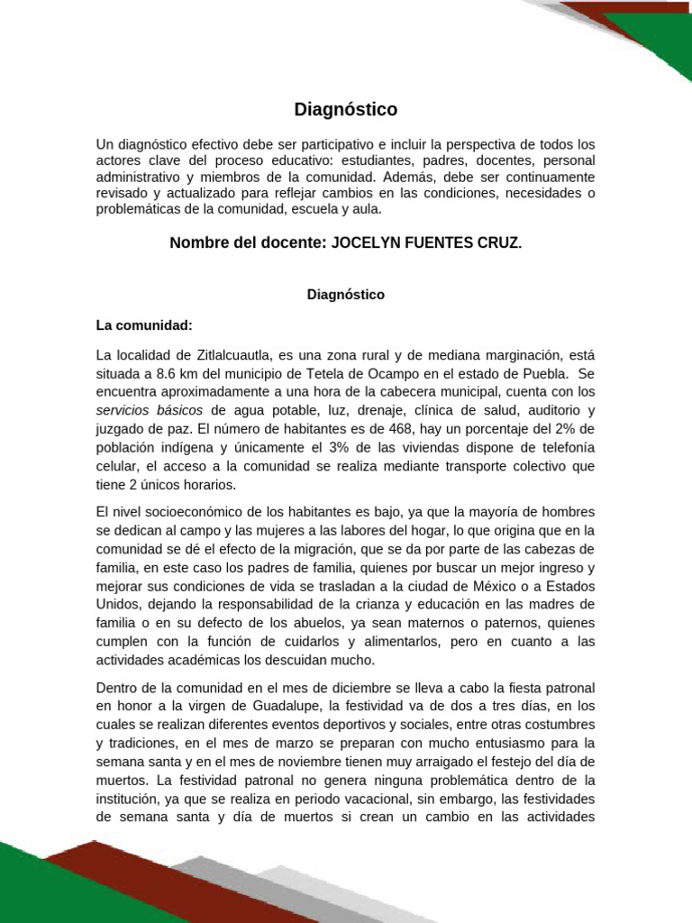 Formato para el diagnóstico | PDF