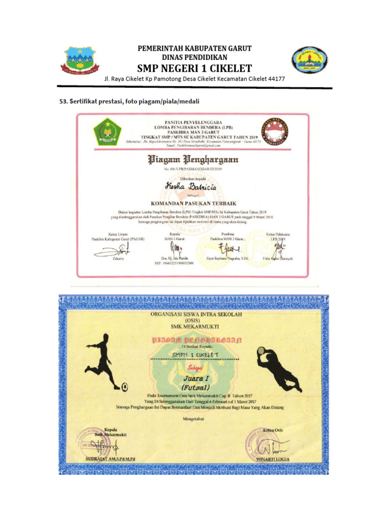 Sertifikat Prestasi | PDF