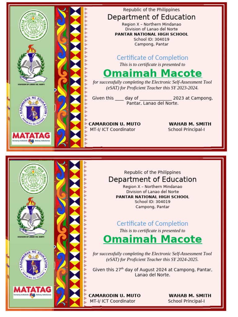 Certificate E-SAT | PDF