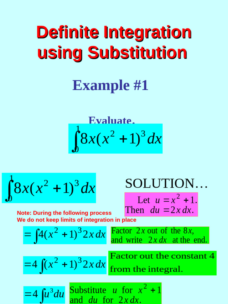 Definite Integration Using Substitution | PDF