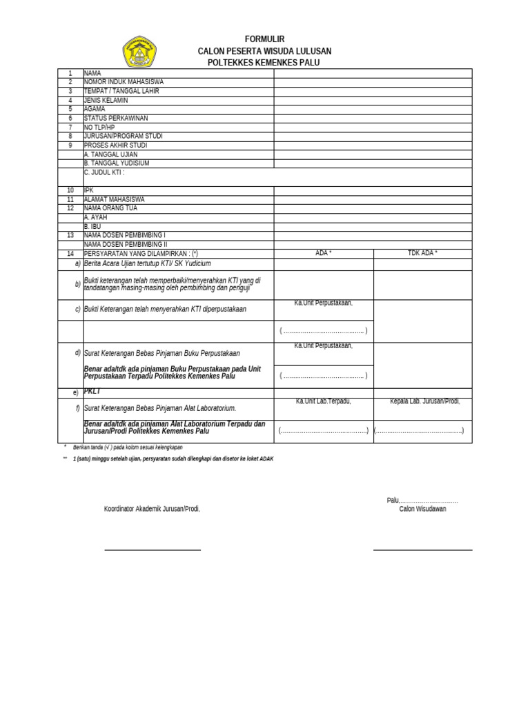 Formulir Wisuda 2021 | PDF