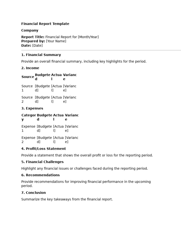 Financial Report Template | PDF