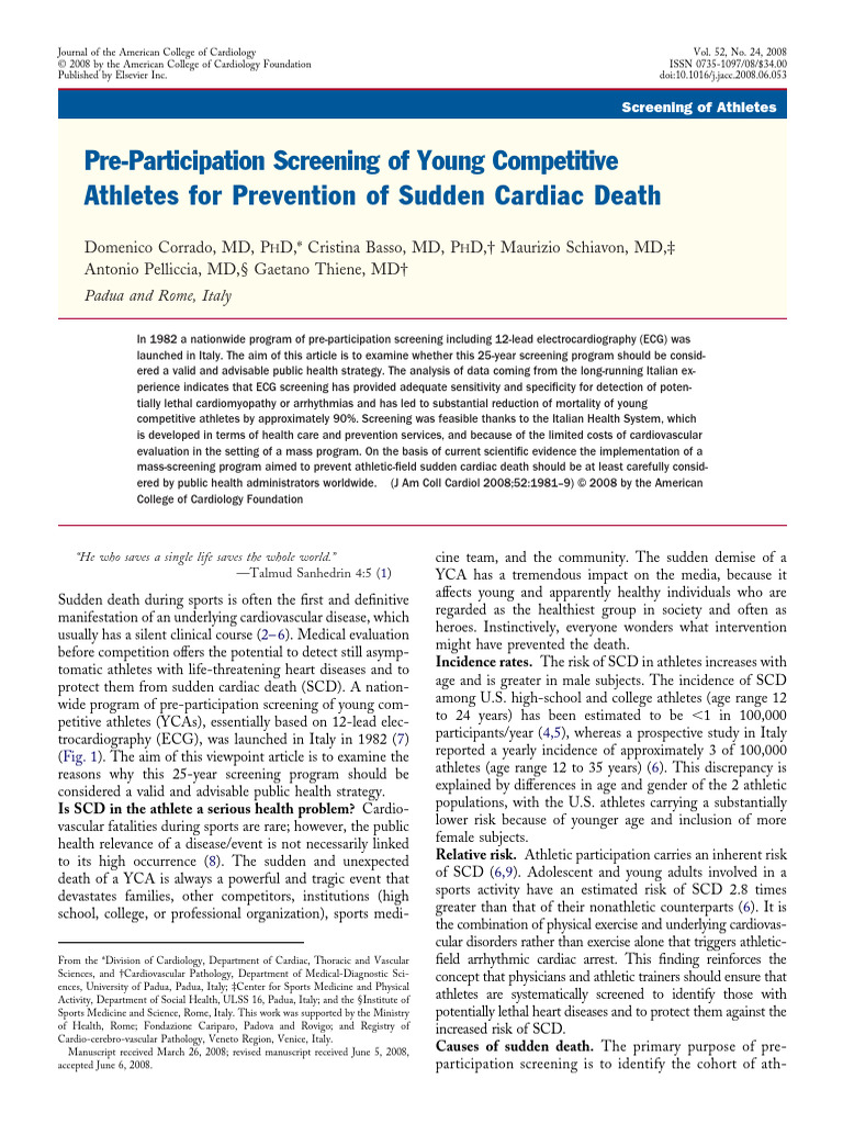 Pre-Participation Screening of Young Competitive Athletes For ...