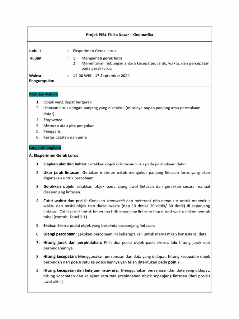 ILR - PJBL Kinematika I | PDF