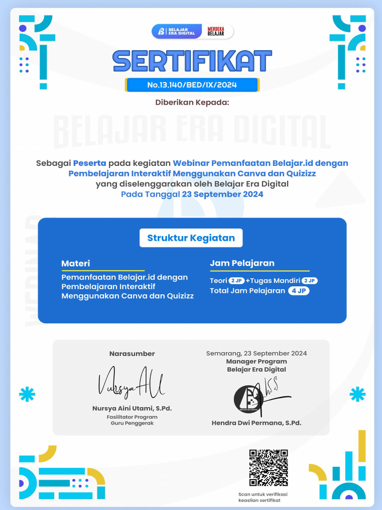 Contoh sertifikat seminar 2 | PDF