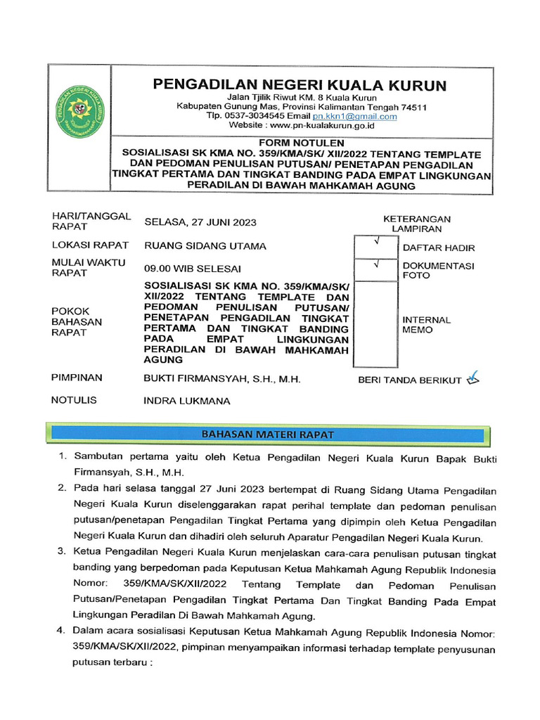 Sosialisasi SK KMA | PDF