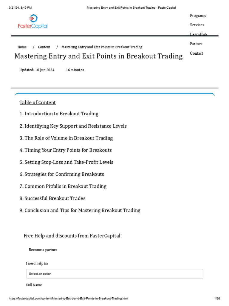 Mastering Entry and Exit Points in Breakout Trading - FasterCapital | PDF