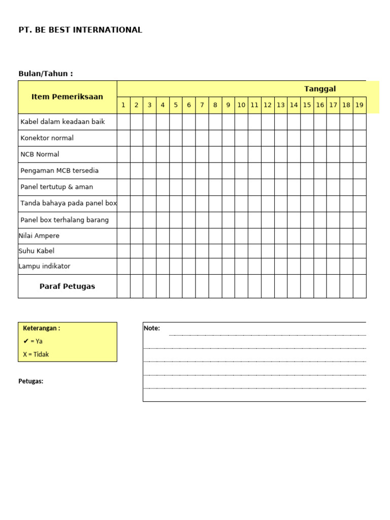 431280637 Contoh Checklist Panel Listrik | PDF
