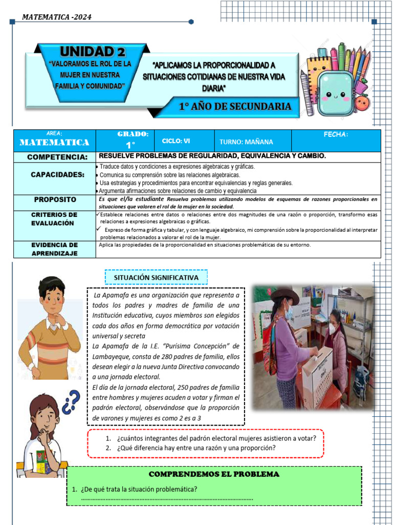 Actividad 1 - Primero - Unidad 2. | PDF | Proporción | Matemáticas