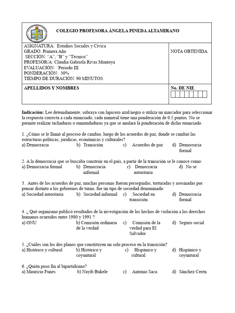 Examen Sociales Pdf