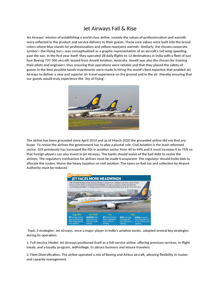 Jet Airways Fall & Rise | PDF