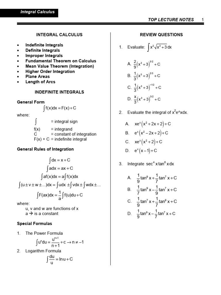 Intengral Calculus 1 | PDF