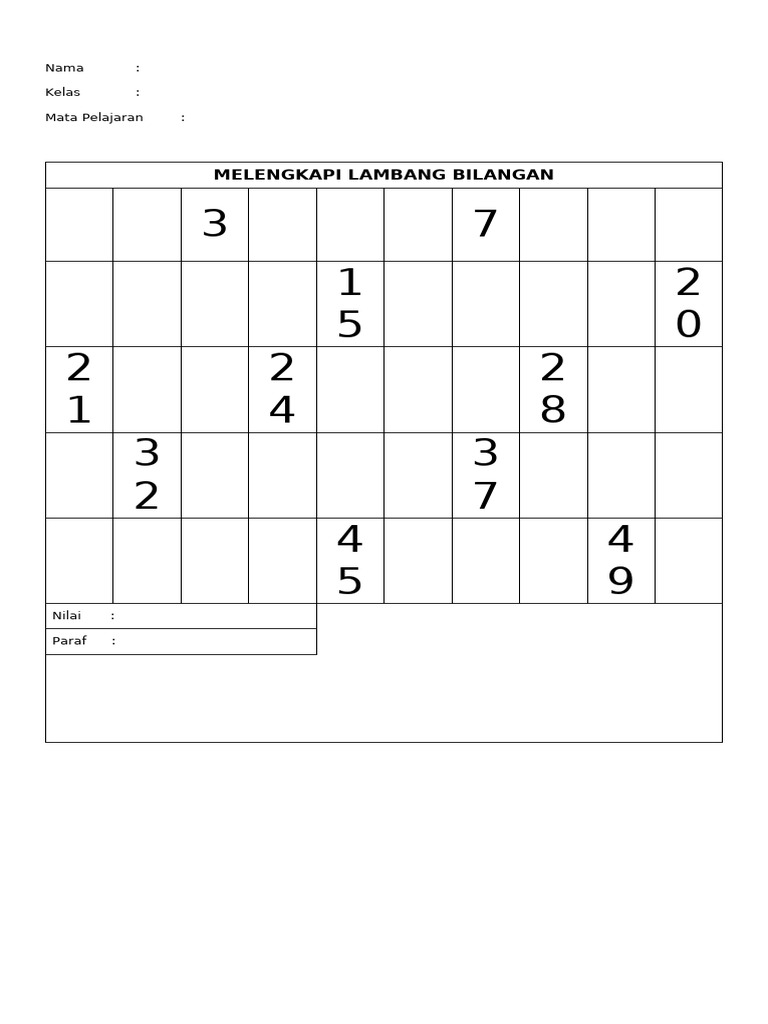 Melengkapi Angka | PDF