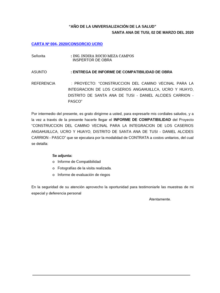 Carta Informe de Compatibilidad | PDF