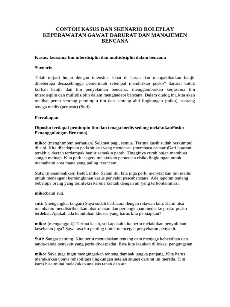 Contoh Kasus Dan Skenario Roleplay KGD Kel 14 | PDF