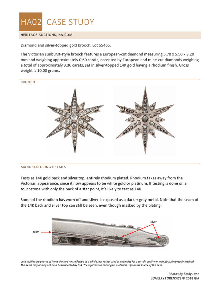 Case Study HA02 - Brooch Victorian Sunburst | PDF