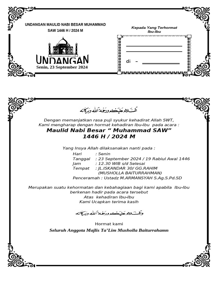 Undangan Maulid Lipat 3 | PDF