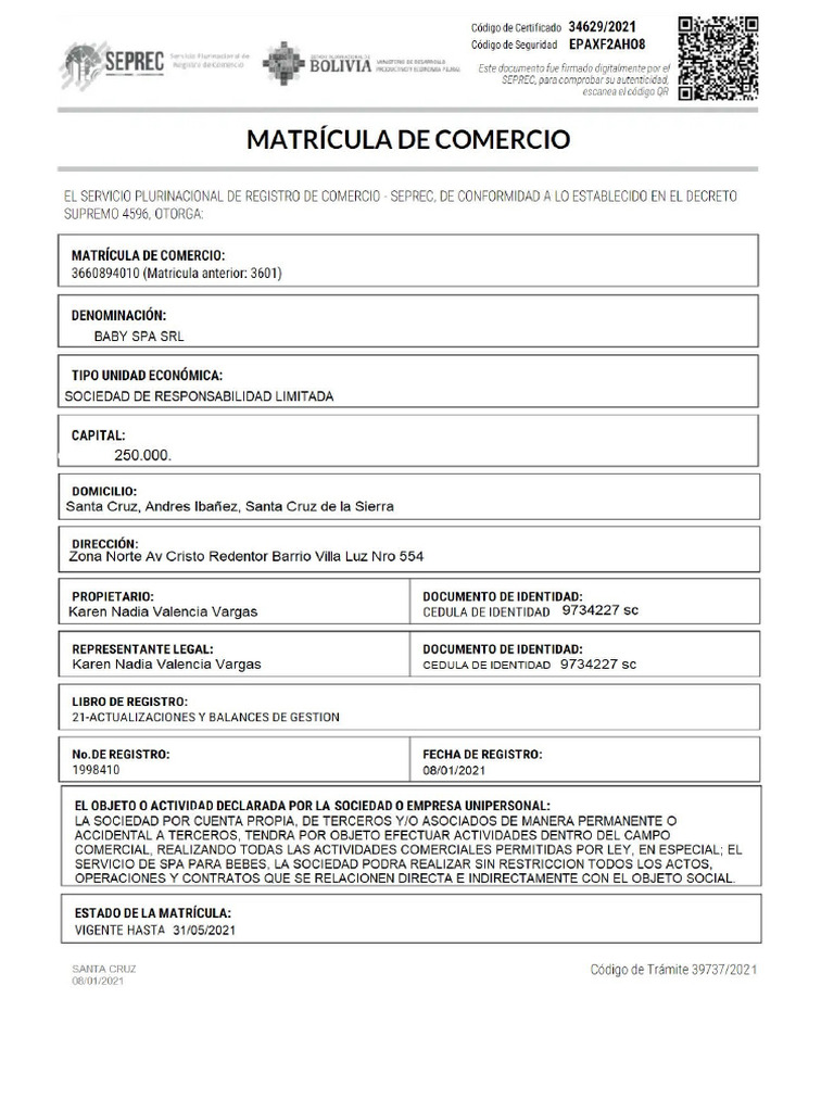 Matricula de Comercio | PDF