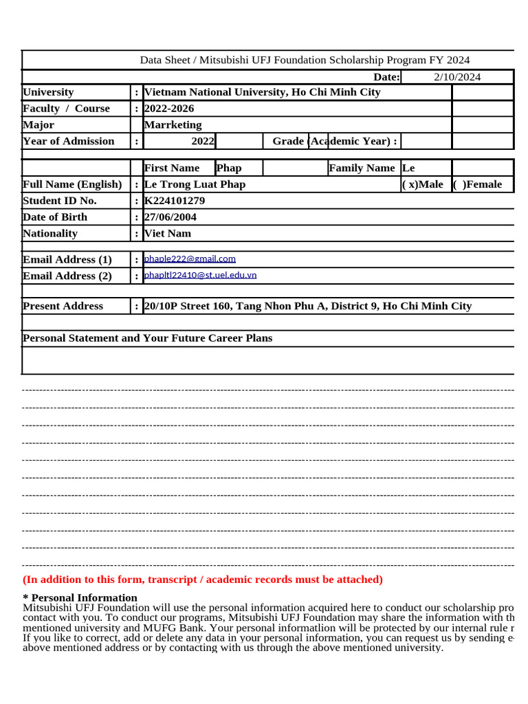 2024 VNU HCMC Data Sheet | PDF