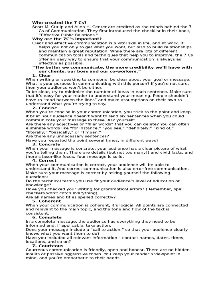 7C's of Communication | PDF