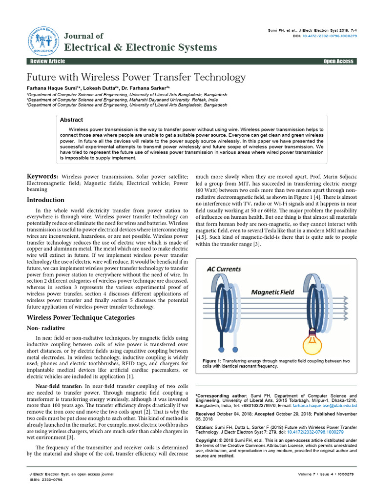 Future With Wireless Power Transfer Tech | PDF