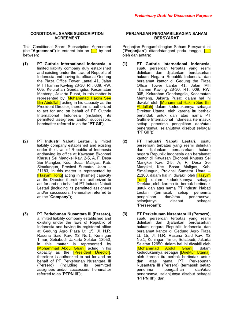 Preliminary Draft For Discussion Purpose | PDF