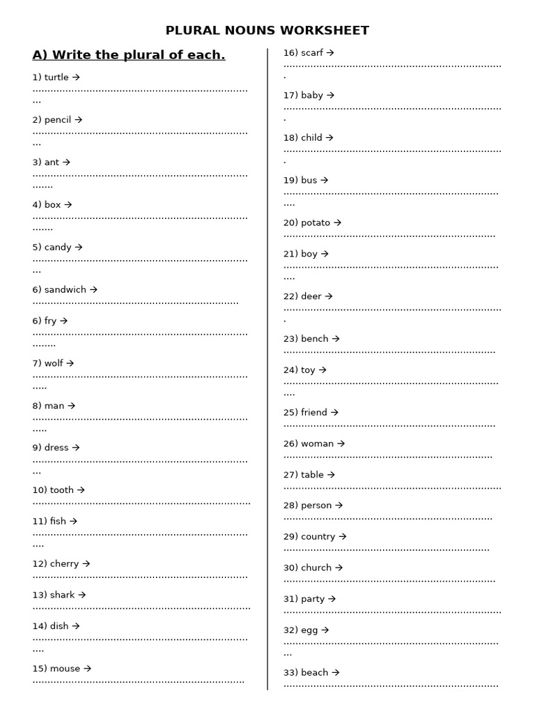 Plural Nouns Grammar Drills Information Gap Activities Wordsear ...