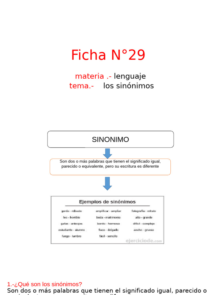 FICHA N°29 SINONIMOS | PDF