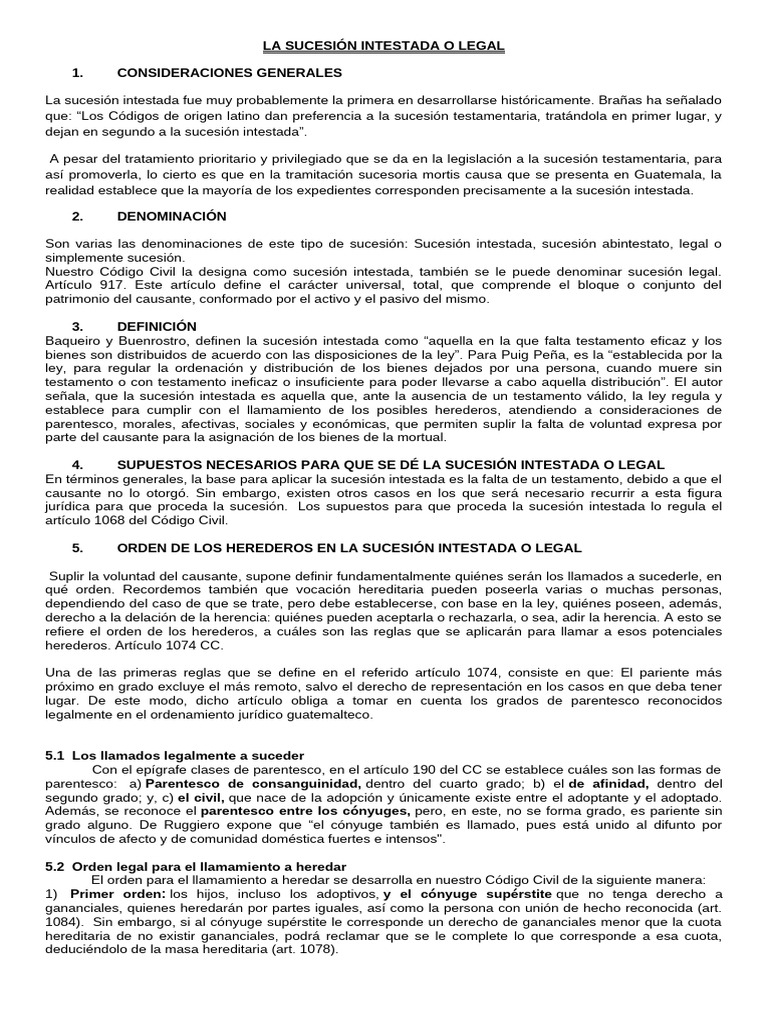 Sucesión Intestada: Conceptos Clave | PDF | Intestacy | Derecho