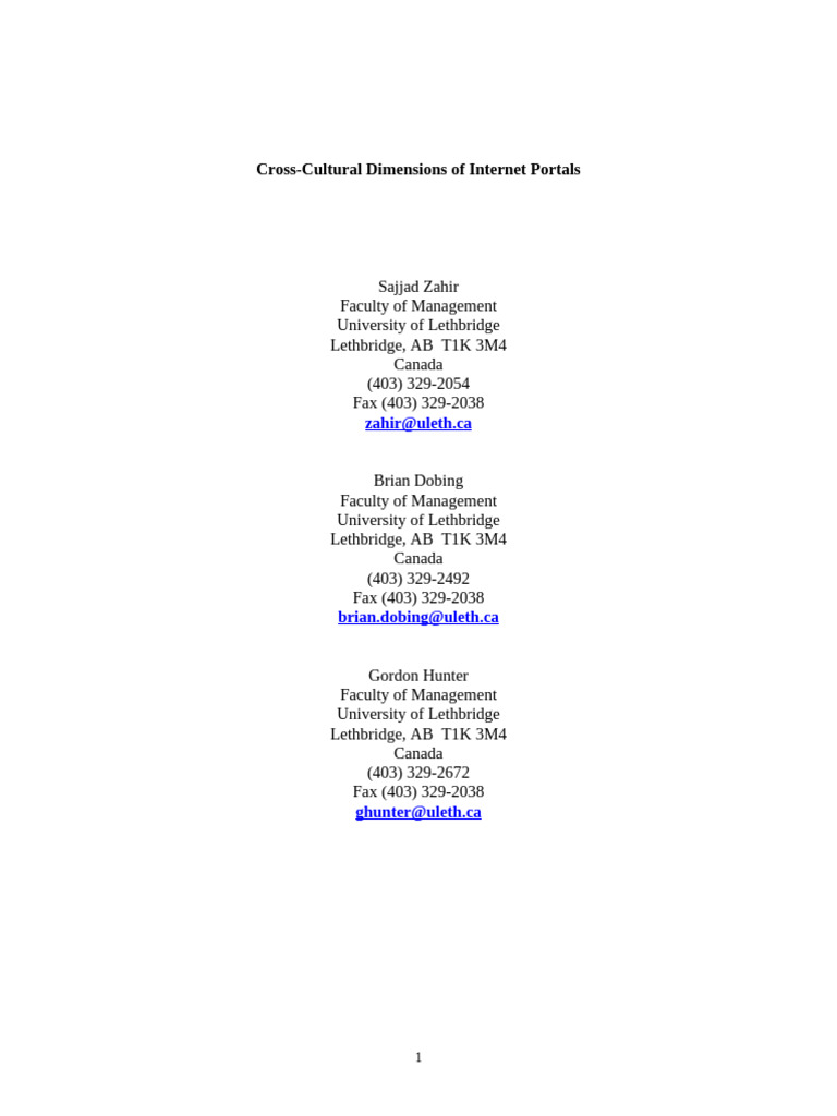 Cross-cultural dimensions of Internet portals | PDF