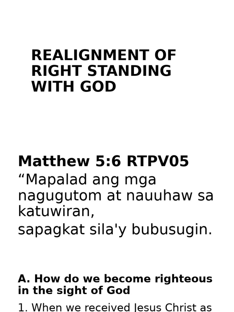 REALIGNMENT OF RIGHT STANDING WITH GOD | PDF