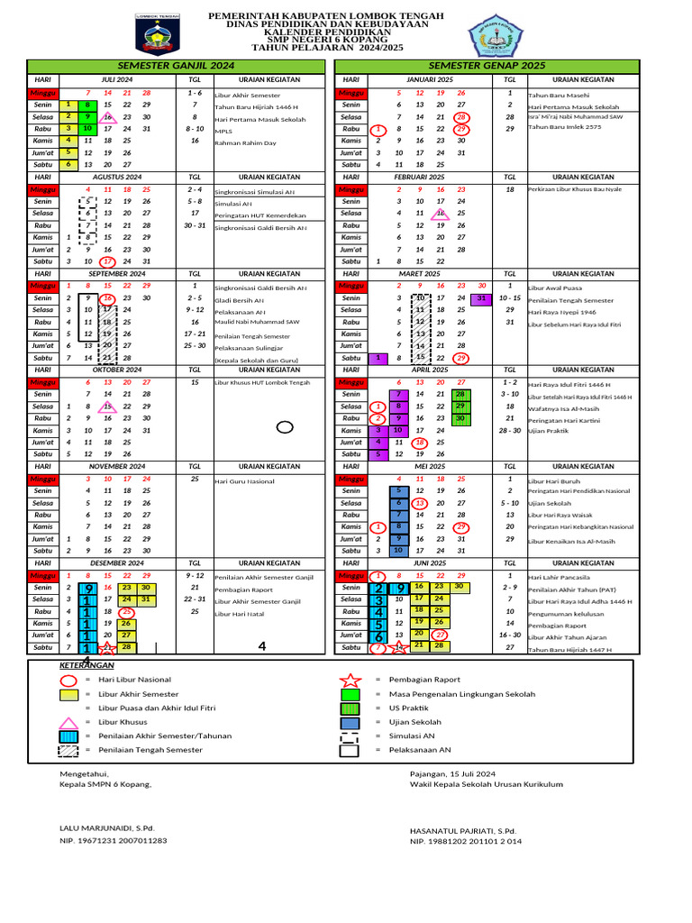 Kalender Pendidikan 2024-2025 | PDF