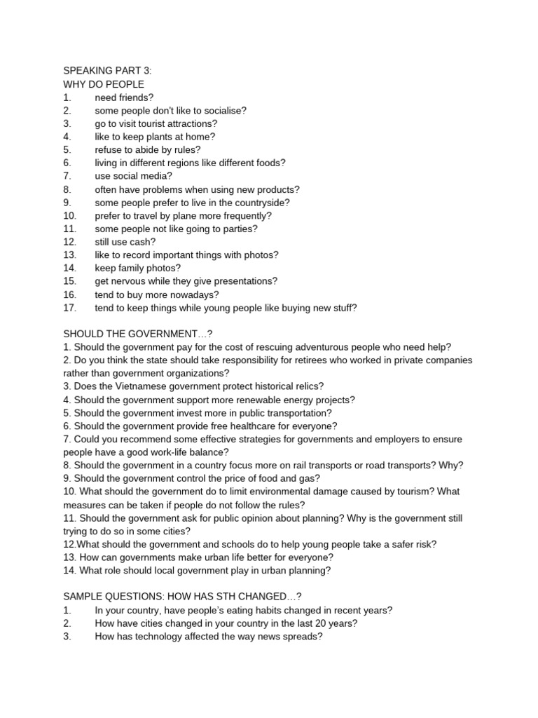 SPEAKING PART 3 (1) | PDF