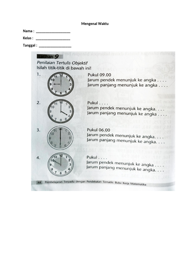 LKPD Mengenal Waktu | PDF