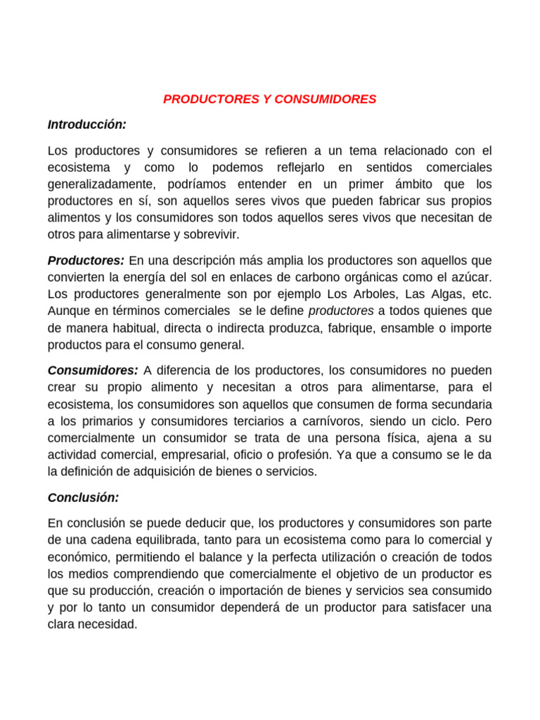 PRODUCTORES Y CONSUMIDORES Expmac | PDF