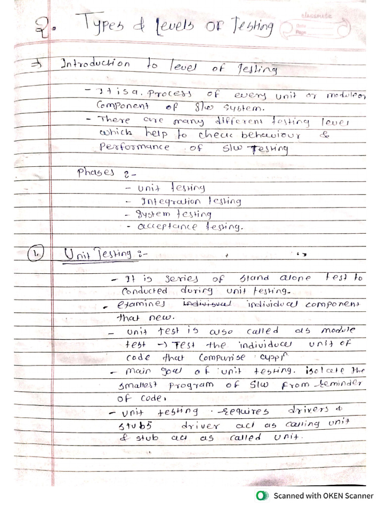 Unit 2 Types & Levels of Testing | PDF