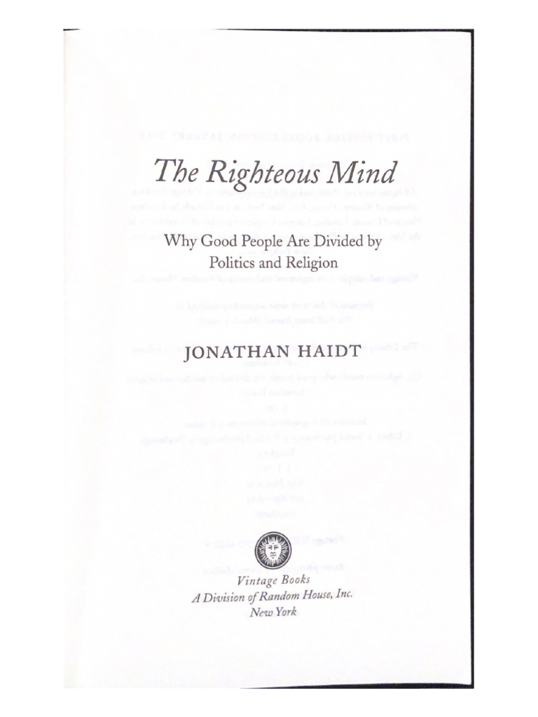 The Righteous Mind | PDF