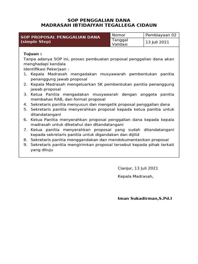 Sop Penggalian Dana | PDF