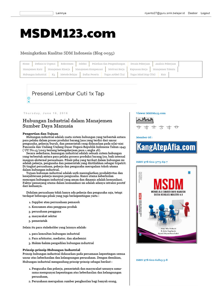 MSDM123.com_ Hubungan Industrial dalam Manajemen Sumber Daya Manusia | PDF
