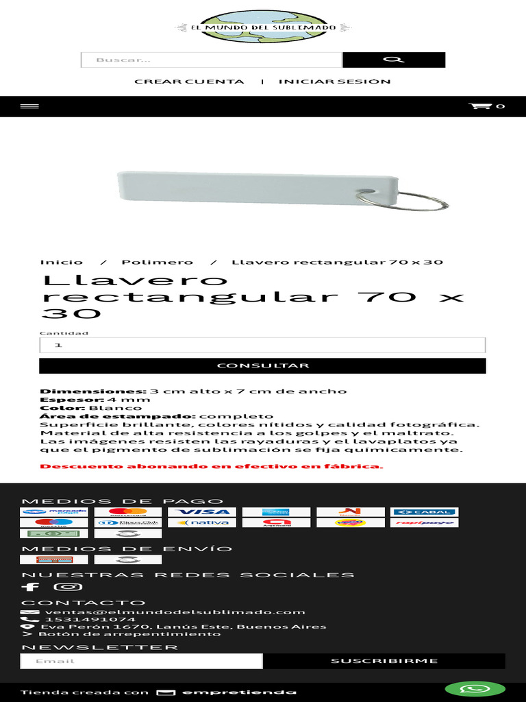 Llavero Rectangular 70 X 30 - El Mundo Del Sublimado | PDF