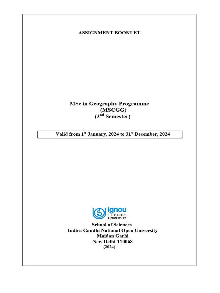 MSC GEOG TMA 2nd Semeter 2023-24 English | PDF