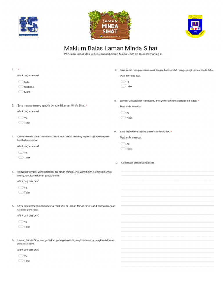 Borang Maklum Balas LMS | PDF