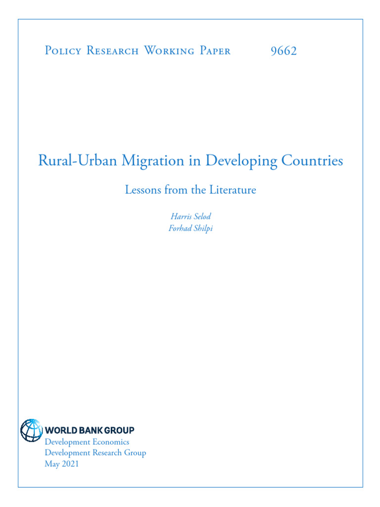 Rural Urban Migration in Developing Countries Lessons From The ...