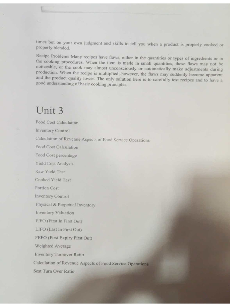 Culinary Maths Unit 3 | PDF