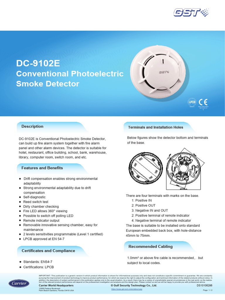 Conventional Photoelectric Smoke Detector: Description | PDF