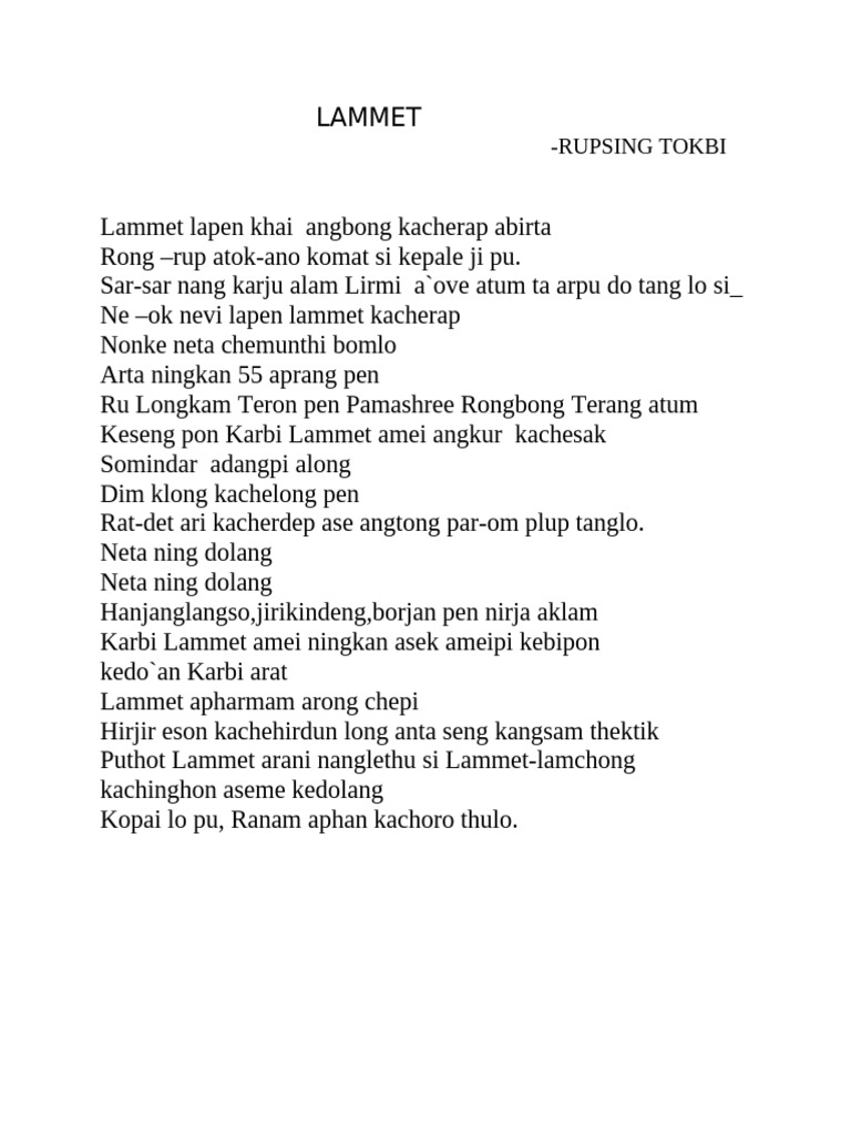 Lammet-Rupsing Tokbi | PDF