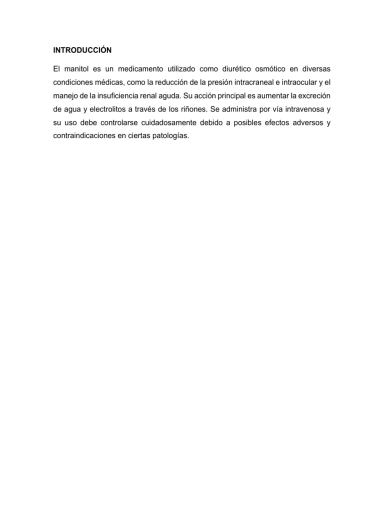 Efeitos e Uso do Manitol como Diurético | PDF | Especialidades médicas ...