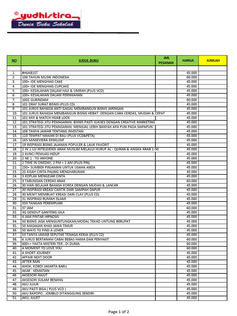 Katalog Buku Literasi Perpus Yudistira | PDF