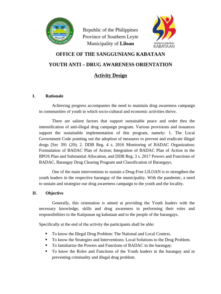 SK Anti Drug Program Activity Design Dec. 29 2020 | PDF