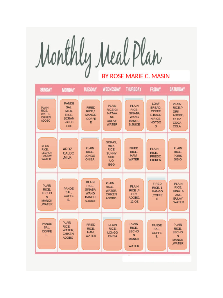 Mealplan Pdf Foods Cuisine